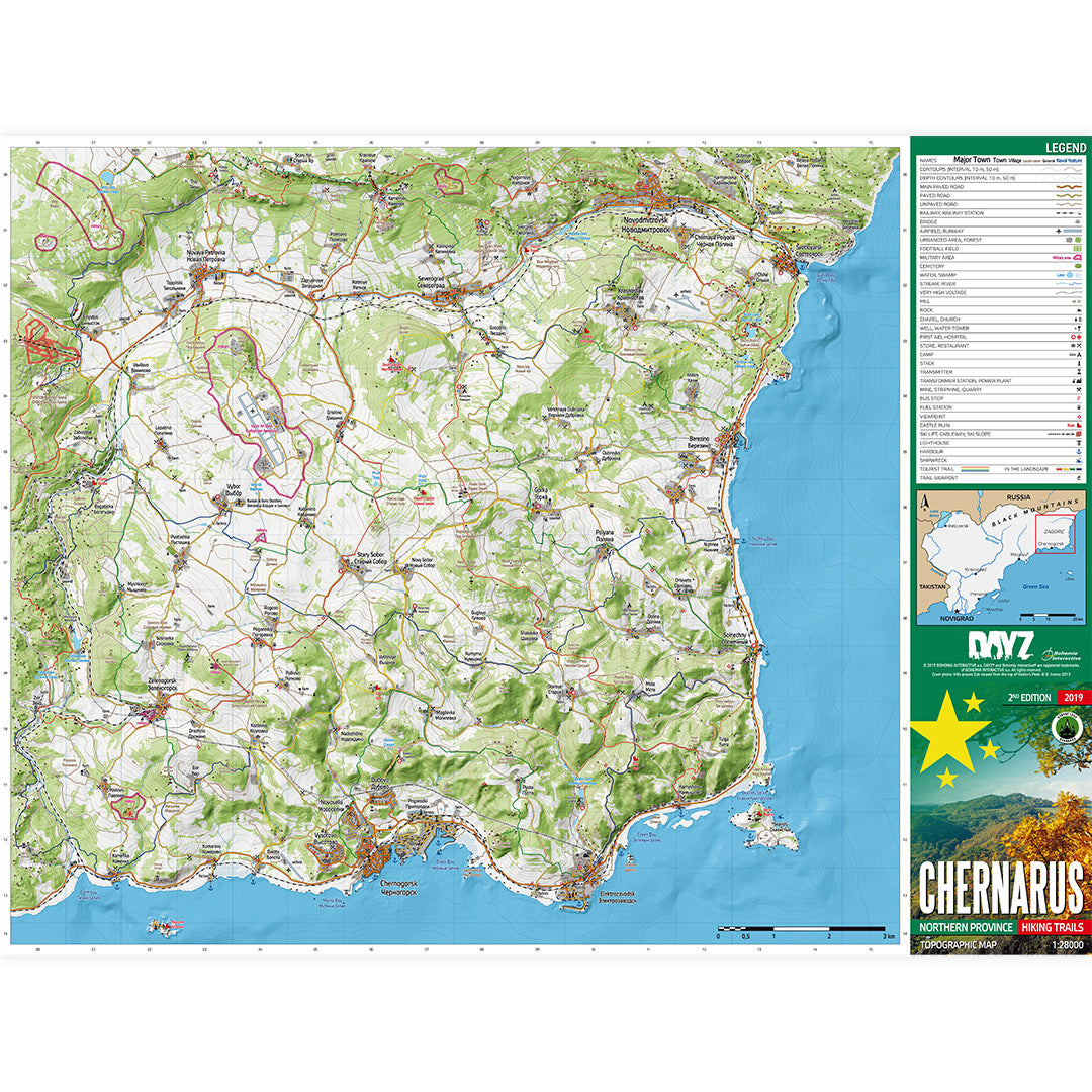 DAYZ - CHERNARUS + LIVONIA + FROSTLINE SAKHAL PRINTED MAPS COMPLETE BU ...